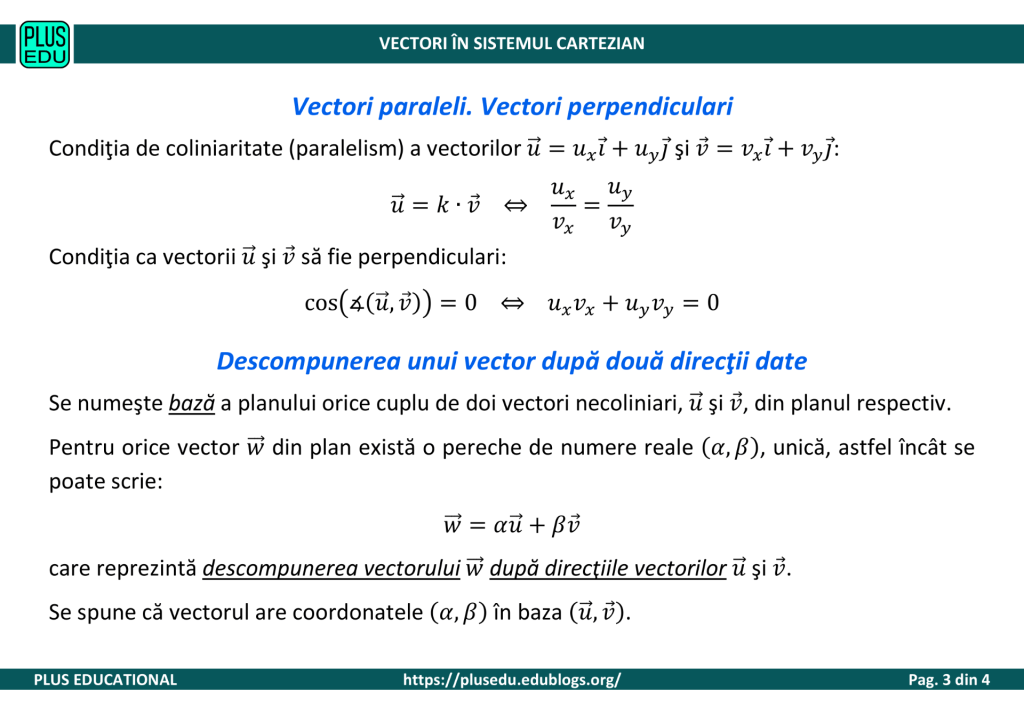 Vectori în sistemul cartezian – Plus Educational